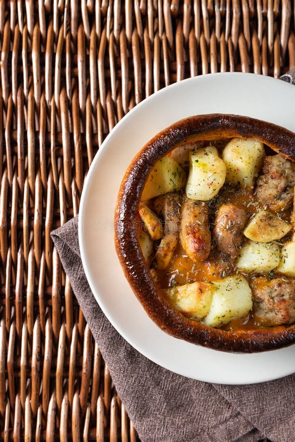 Open Pie with Potatoes and Different Kinds of Meat Stock Image - Image ...