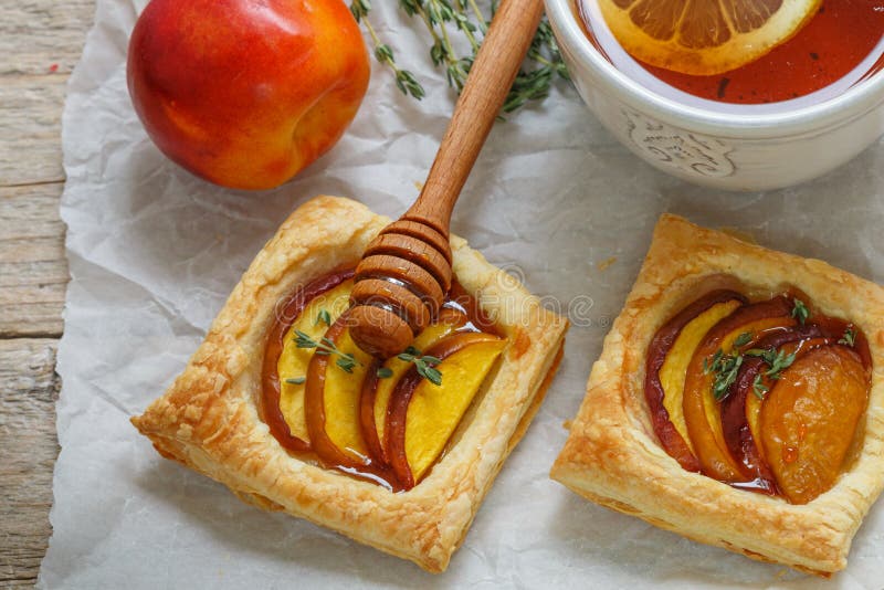 Open Pies of Puff Pastry with Peach (nectarine), Thyme and Honey ...