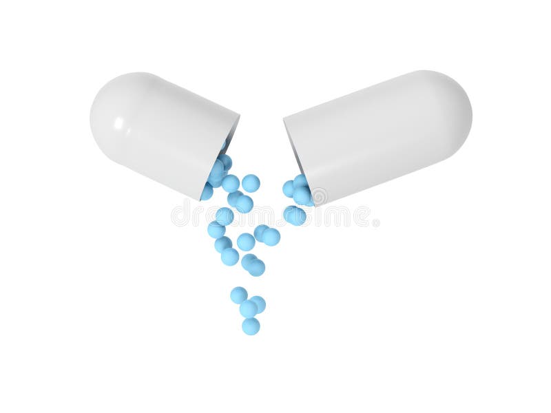 Open Pill Isolated on White Background. Capsule Stock Illustration ...