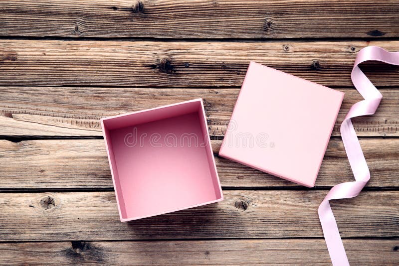 Open pink gift box stock photo. Image of blank, festive - 156585546