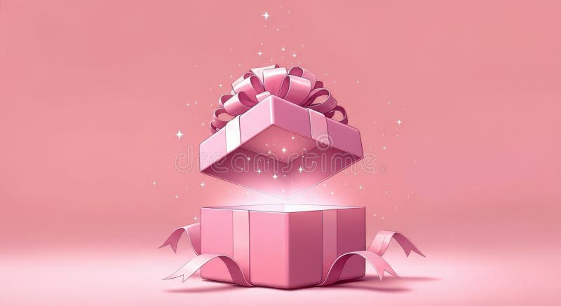 Open Pink Gift Box Ribbon Sparkles Soft Background Stock Photos - Free ...
