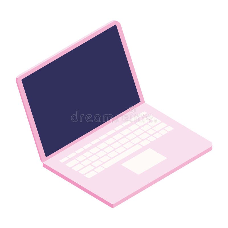 Open pink laptop stock vector. Illustration of mobile - 212817694