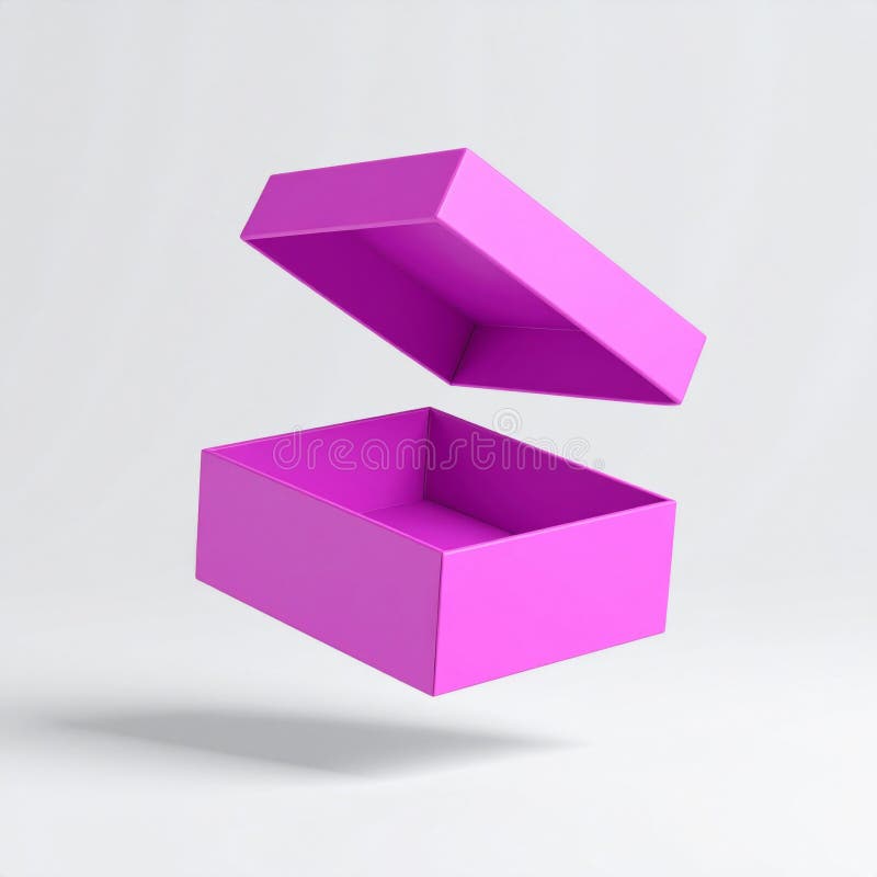 Open Pink Rectangular Box on White Background Stock Illustration ...