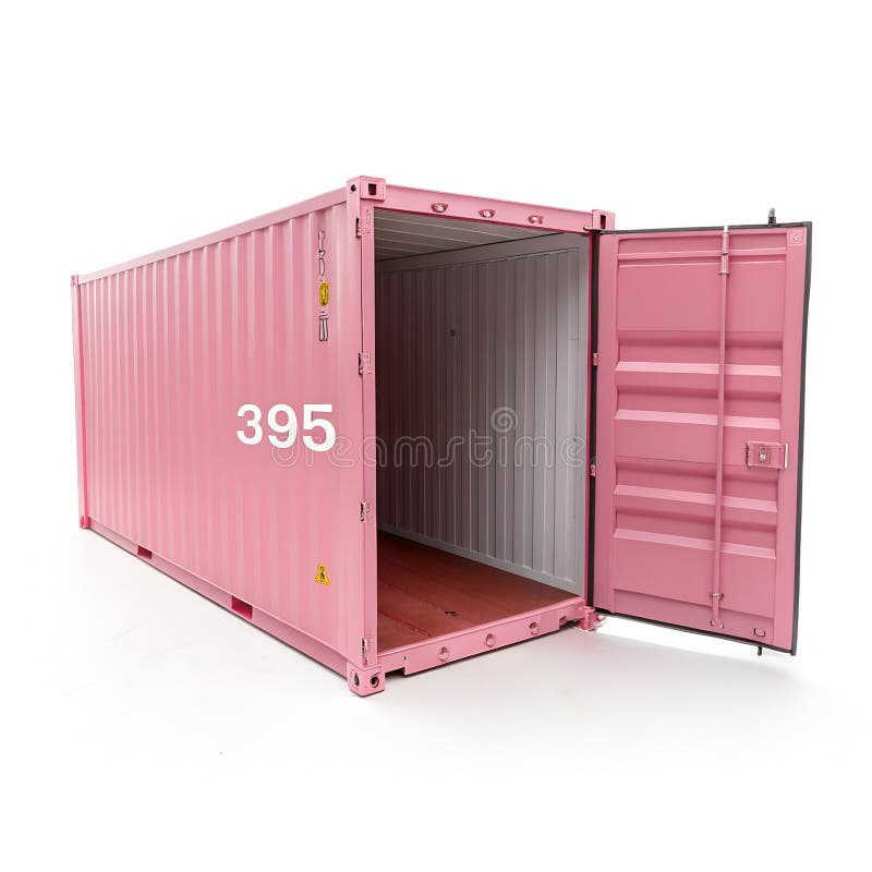 Open Pink Shipping Container Isolated on White Background Stock ...