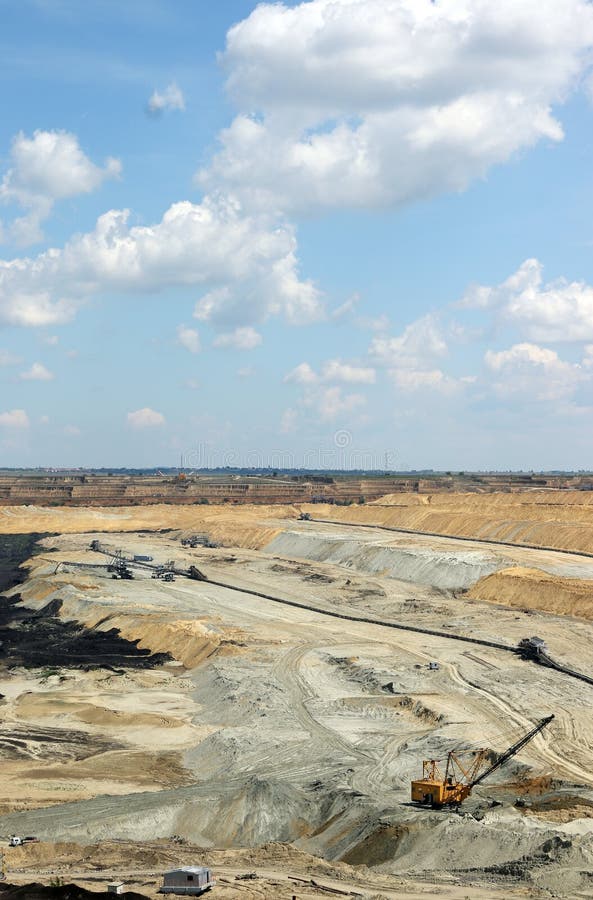Open Pit Coal Mine with Excavator Stock Photo - Image of machine ...