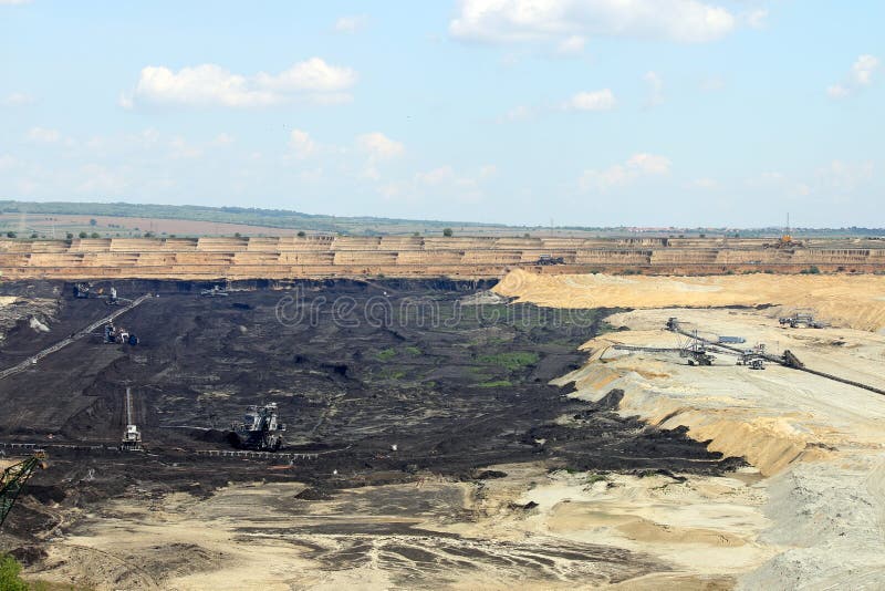 Open Pit Coal Mine with Excavators and Machinery Stock Image - Image of ...