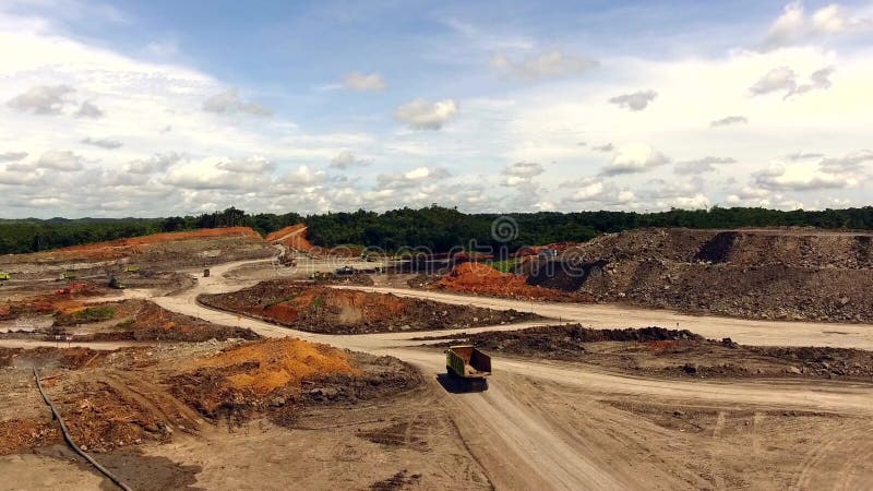 Open Pit Coal Mining, Aerial View Borneo Indonesia Stock Video - Video ...