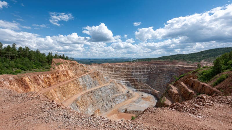 Open Pit Copper Mine Showing Switchback Roads for Mining Trucks ...