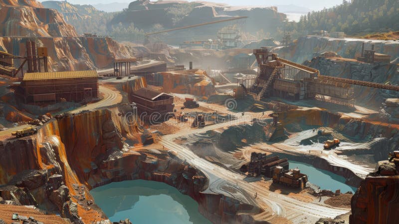 Open-pit Diamond Quarry with Active Resource Extraction Process. Stock ...