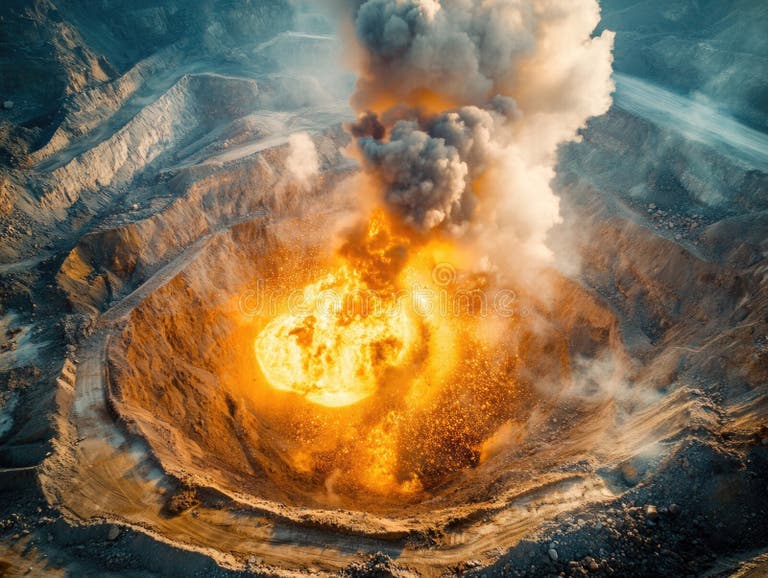 Open pit explosion stock image. Image of concerns, mining - 382065481