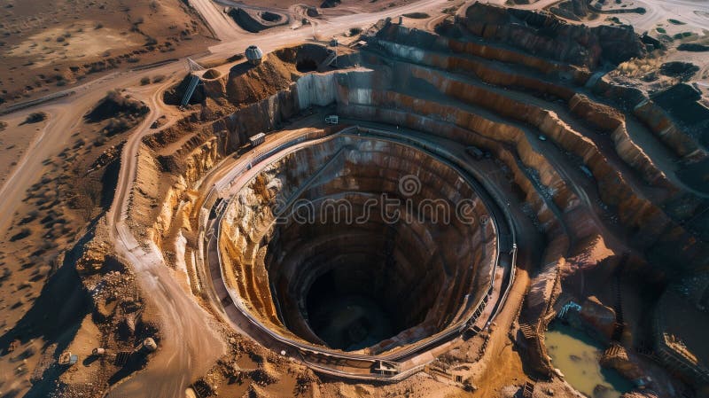 An Open Pit in the Middle of a Desert Area with Gravel and Dirt Stock ...