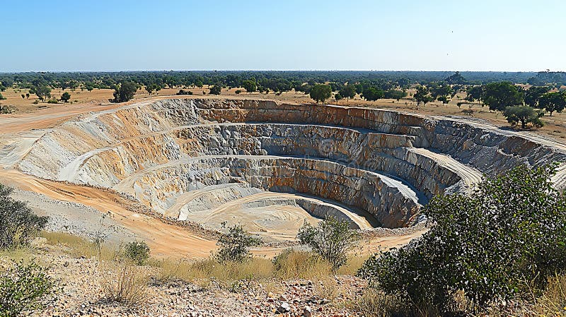 Open-pit Mine in Arid Landscape Stock Image - Image of perspective ...