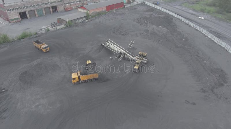 Open Pit Mine Industry, Mining Excavator for Coal, Top View Aerial ...