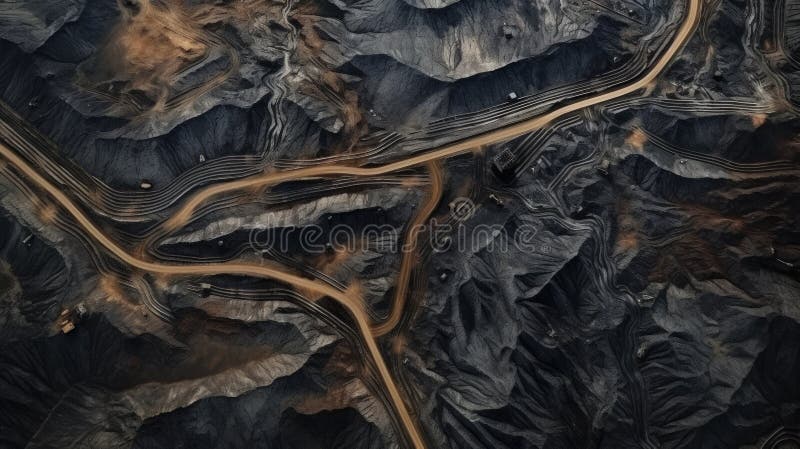 Open Pit Mine, Extractive Industry for Coal Top View Aerial Drone ...