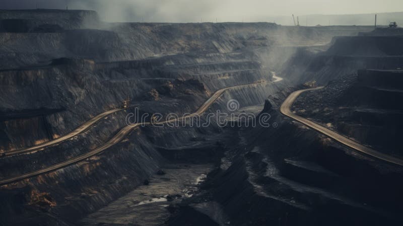 Open Pit Mine, Extractive Industry for Coal Top View Aerial Drone ...