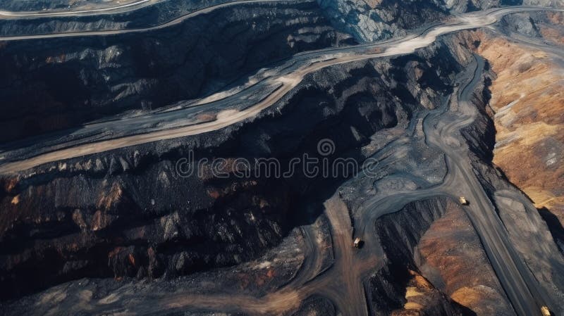 Open Pit Mine, Extractive Industry for Coal Top View Aerial Drone ...