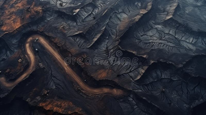 Open Pit Mine, Extractive Industry for Coal Top View Aerial Drone ...