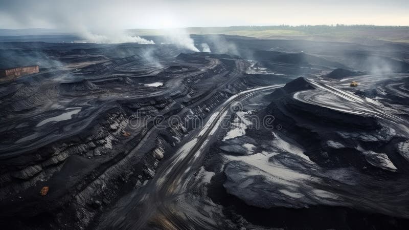 Open Pit Mine, Extractive Industry for Coal Top View Aerial Drone ...