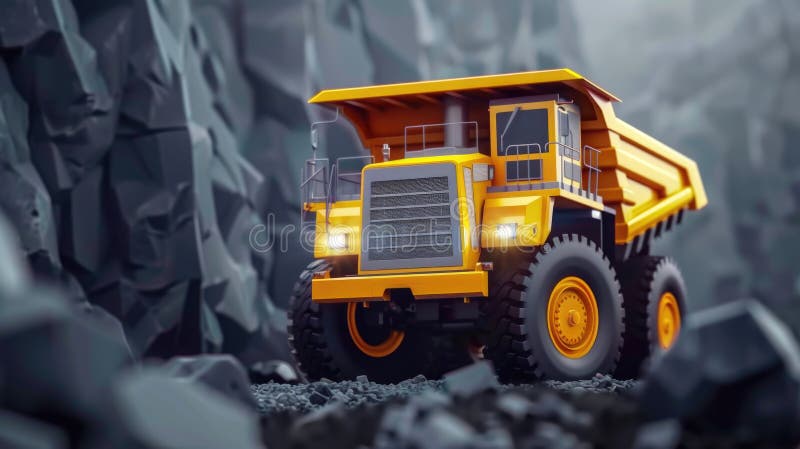 Open Pit Mine Industry, Big Yellow Mining Truck for Coal Anthracite ...