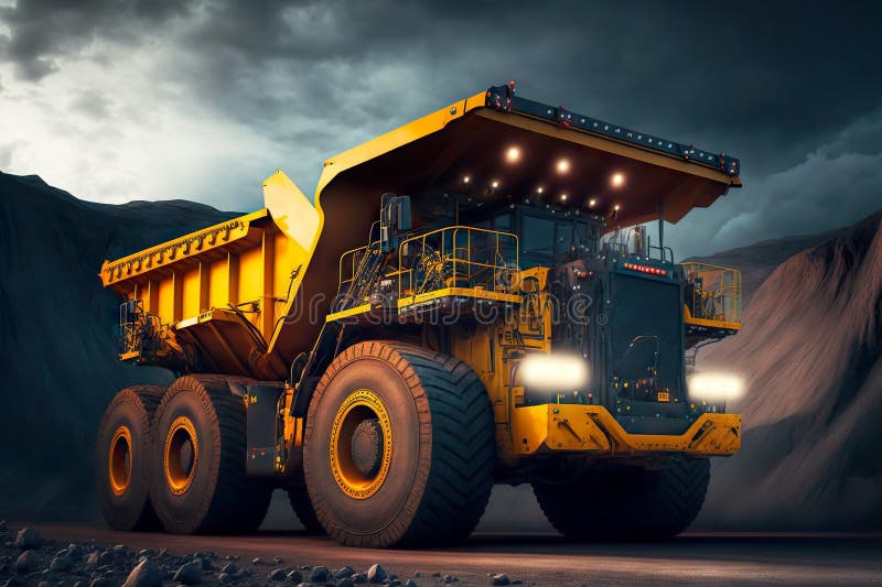 Open Pit Mine Industry, Big Yellow Mining Truck for Coal Anthracite at ...