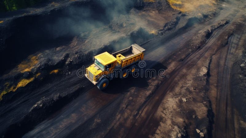 Open Pit Mine Industry Big Yellow Mining Truck for Coal. Neural Network ...