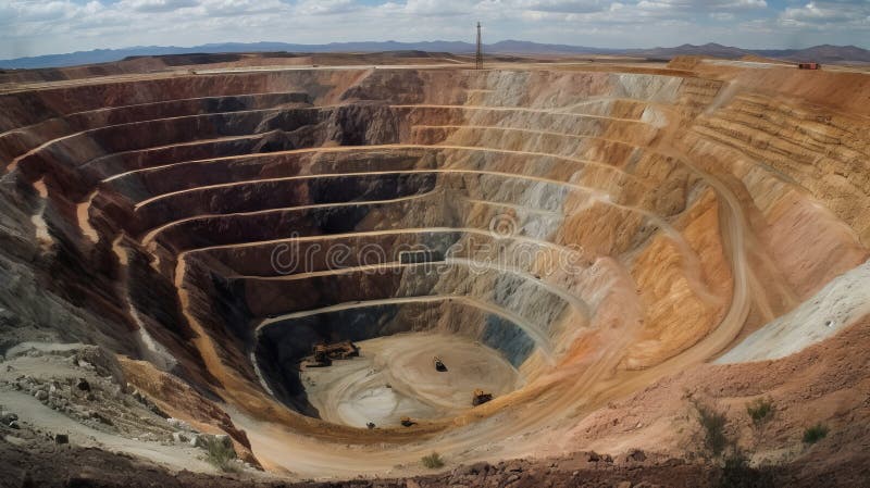 Open Pit Mine Industry. Generative AI Stock Illustration - Illustration ...