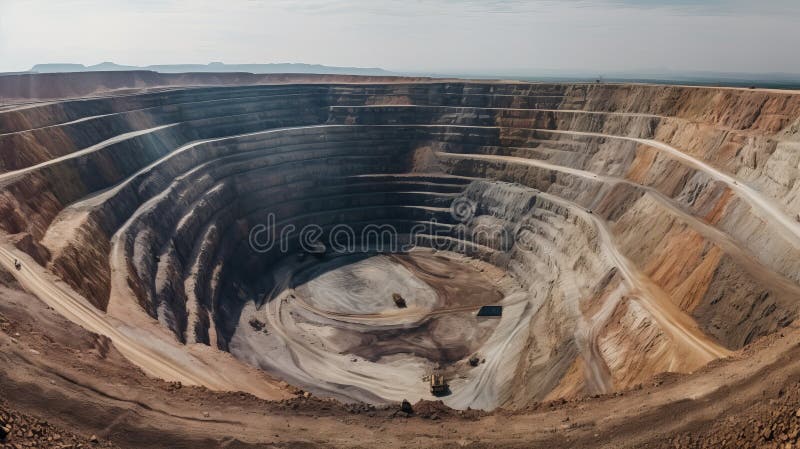 Open Pit Mine Industry. Generative AI Stock Illustration - Illustration ...