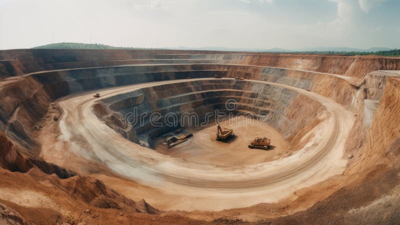 Open Pit Mine Industry. Generative AI Stock Illustration - Illustration ...