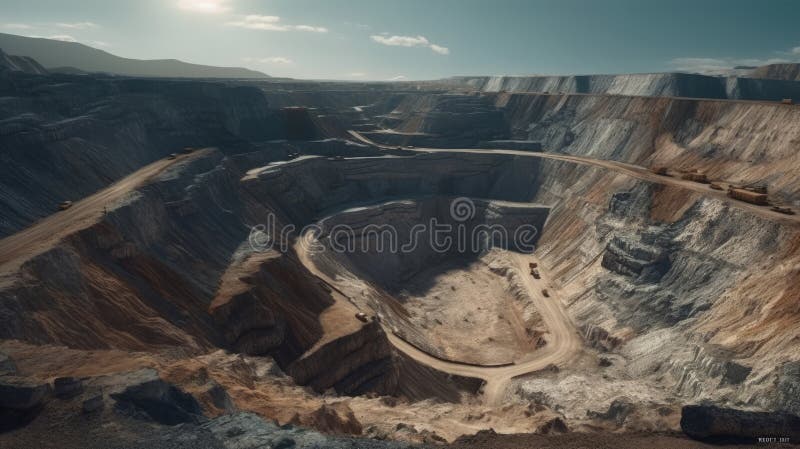 Open Pit Mine Industry. Generative AI Stock Illustration - Illustration ...