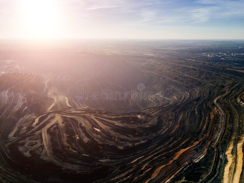 Open Pit Mine in Mining and Processing Plant, Aerial View Stock Image ...