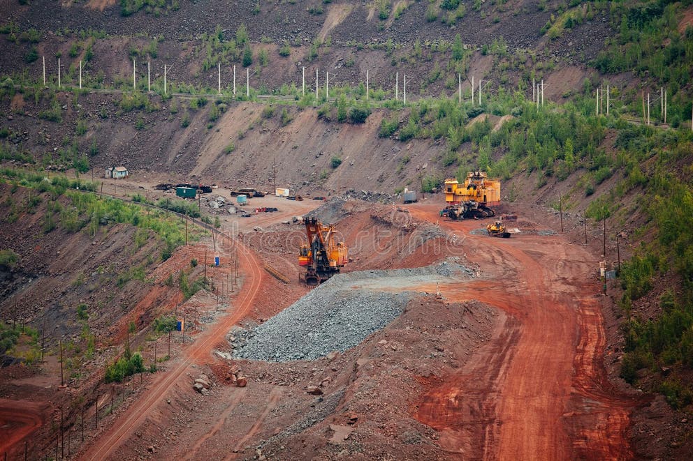 Open Pit Mine in Mining and Processing Plant, Aerial View Stock Photo ...