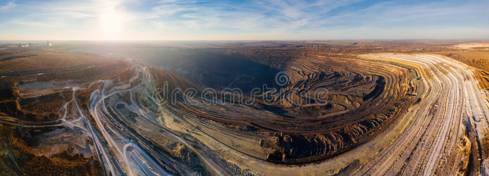 Open Pit Mine in Mining and Processing Plant, Aerial View Stock Image ...