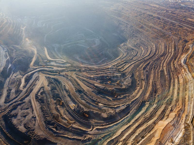 Open Pit Mine in Mining and Processing Plant, Aerial View Stock Image ...