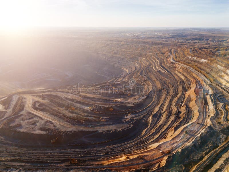 Open Pit Mine in Mining and Processing Plant, Aerial View Stock Photo ...