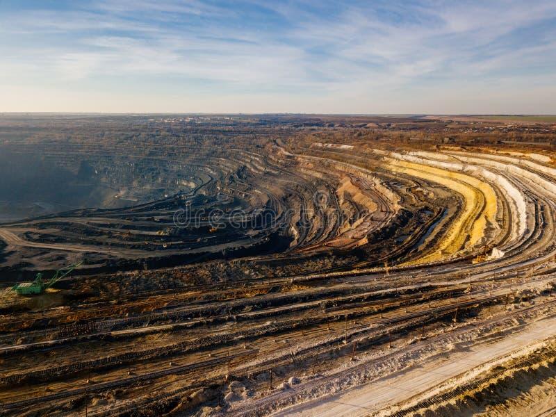 Open Pit Mine in Mining and Processing Plant, Aerial View Stock Image ...