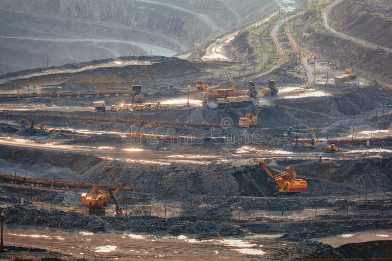 Open Pit Mine in Mining and Processing Plant, Aerial View Stock Image ...