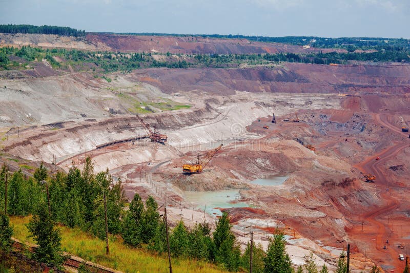 Open Pit Mine in Mining and Processing Plant, Aerial View Stock Image ...
