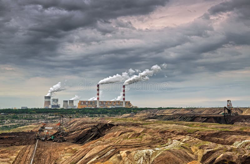 Open Pit Mine and Power Plant Stock Photo - Image of industry ...