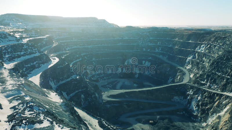 Open-pit Mine Site with Snowy Slopes Stock Video - Video of industry ...