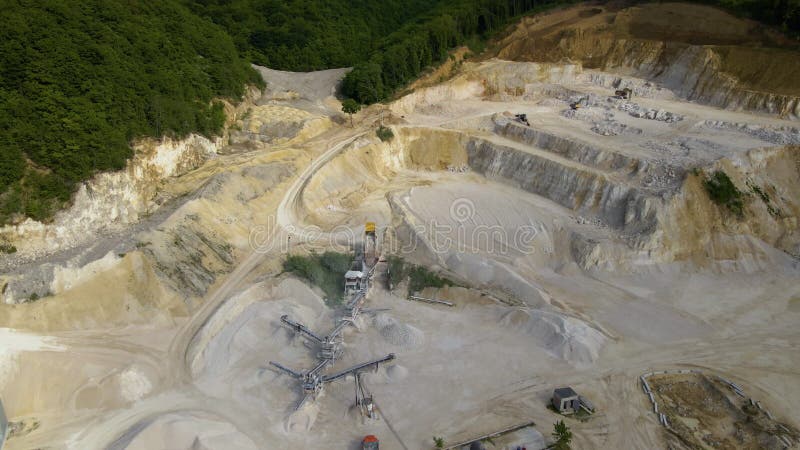 Open Pit Mining of Construction Sand Stone Materials with Excavators ...