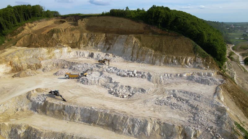 Open Pit Mining of Construction Sand Stone Materials with Excavators ...