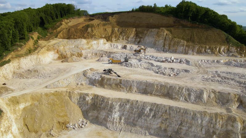 Open Pit Mining of Construction Sand Stone Materials with Excavators ...