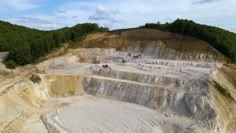 Open Pit Mining of Construction Sand Stone Materials with Excavators ...