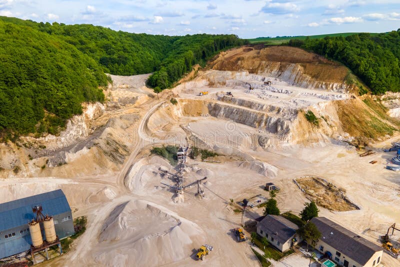 Open Pit Mining of Construction Sand Stone Materials with Excavators ...