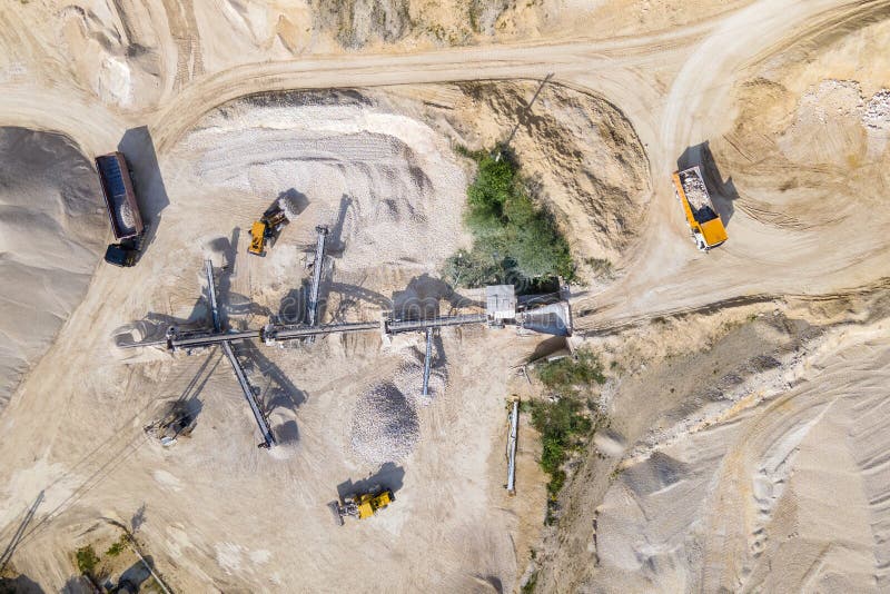 Open Pit Mining of Construction Sand Stone Materials with Excavators ...