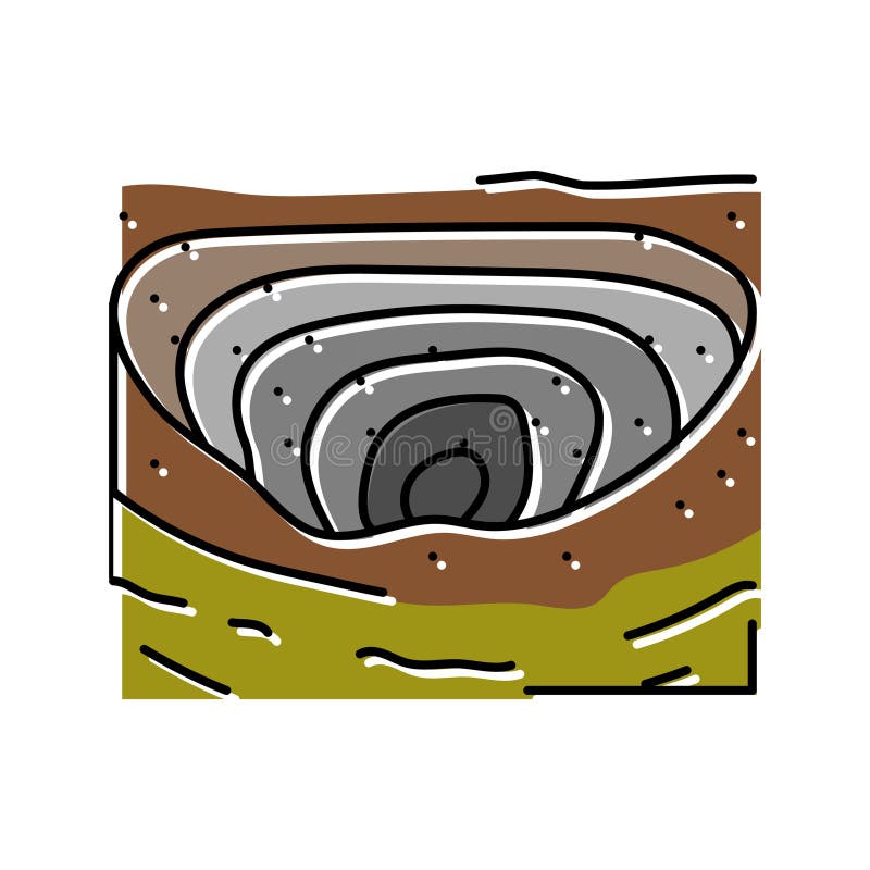 Open Pit Mining Copper Production Color Icon Vector Illustration Stock ...