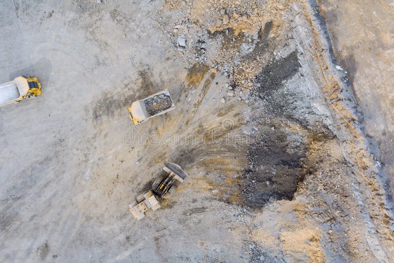Open Pit Mining of Loading the Stone Gravel into Heavy Dump Truck at ...