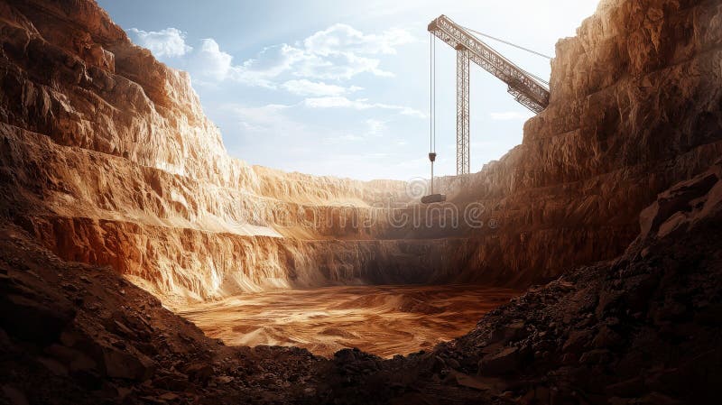 Open-pit Mining Operations Industrial Site Illustration Clear Sky ...