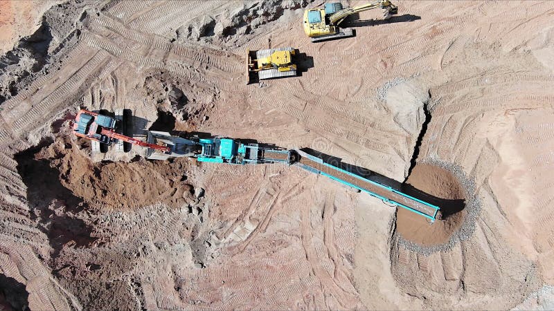 Open Pit Mining Quarry Processes Crushed Type Rock with Gravel ...