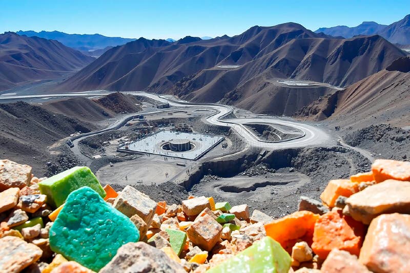 Open-Pit Mining of Rare Earth Metals: Workers Extracting Lithium ...